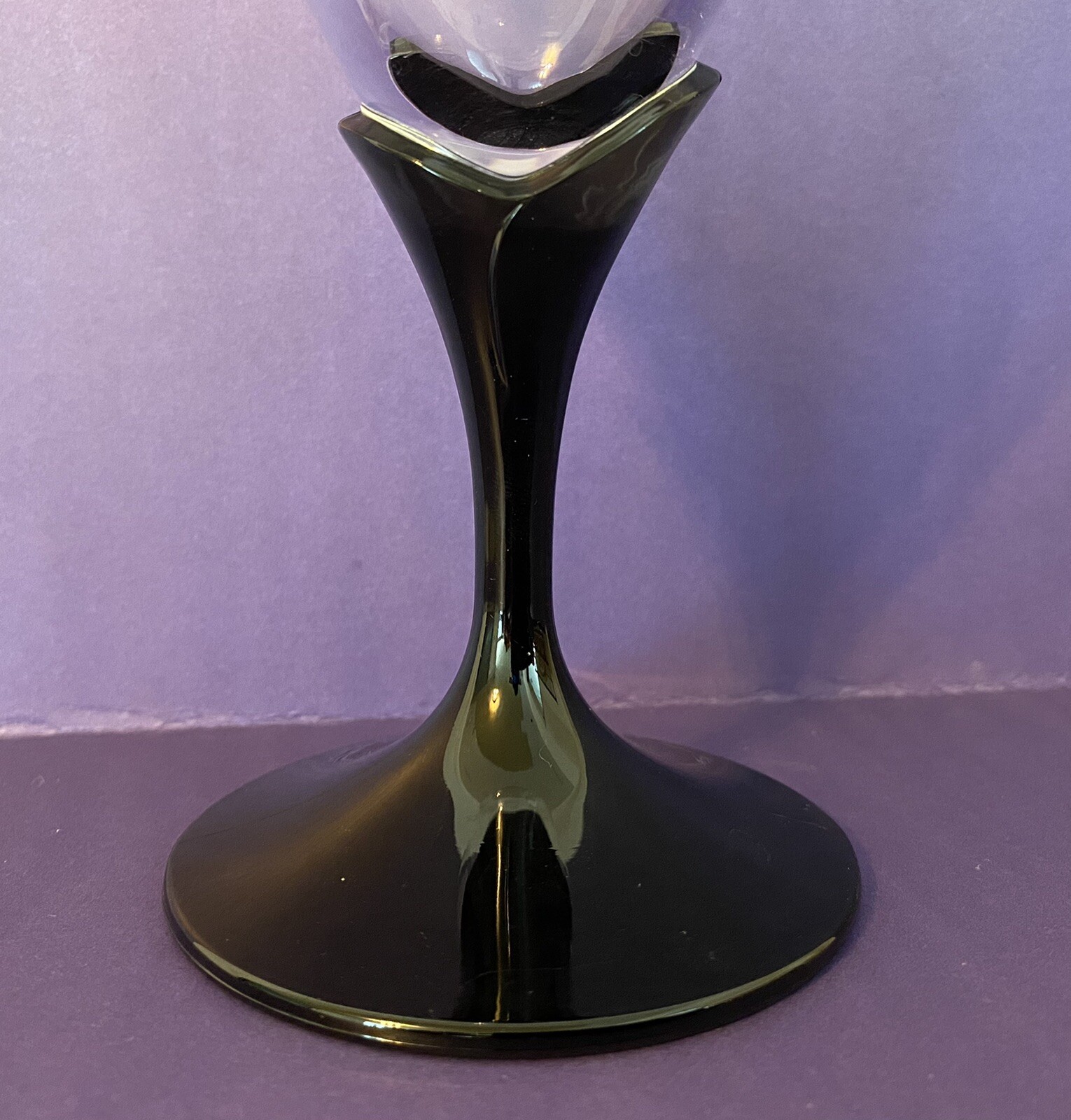 Rare Mikasa Alexandra Vintage Black Glass Water Goblet Tulip Stemware ...