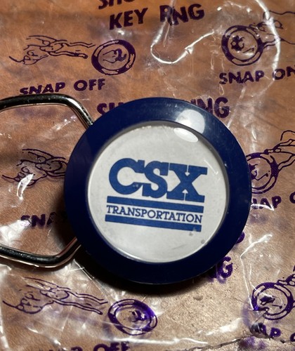 Vintage CSX Transportation Railroad Key Chain Blue Round Snap In New ...
