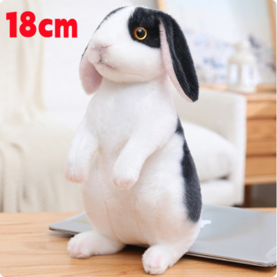 18cm Sit Black Simulation Rabbit Plush Doll Realistic Furry Animal ...