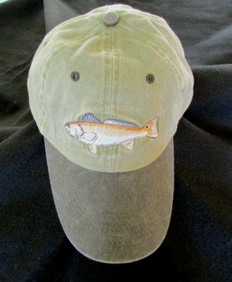 REDFISH Sport Cap Fishing Hat Embroidered Fish TAN / BROWN Adjustable ...