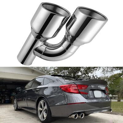 Dual 2.5" Inlet Quad 4" Outlet Quad Stainless Steel Exhaust Tip For ...