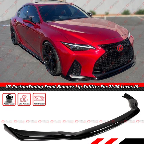 For 21-25 Lexus IS300 IS350 V3 CTM Design Glossy Black Front Bumper Lip ...