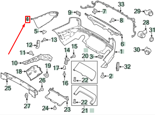 Genuine Range Rover Sport L494 13 on Rear Left Bumper Insert Trim ...