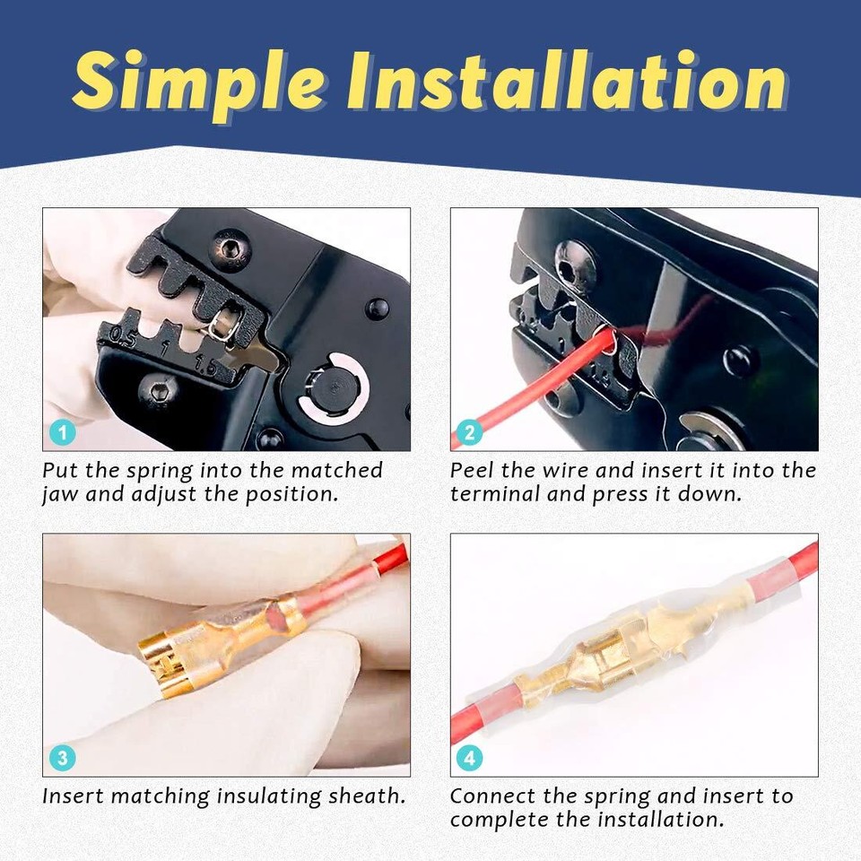 540Pcs Quick Splice Male&Female Wire Spade Connector Crimp Terminals ...
