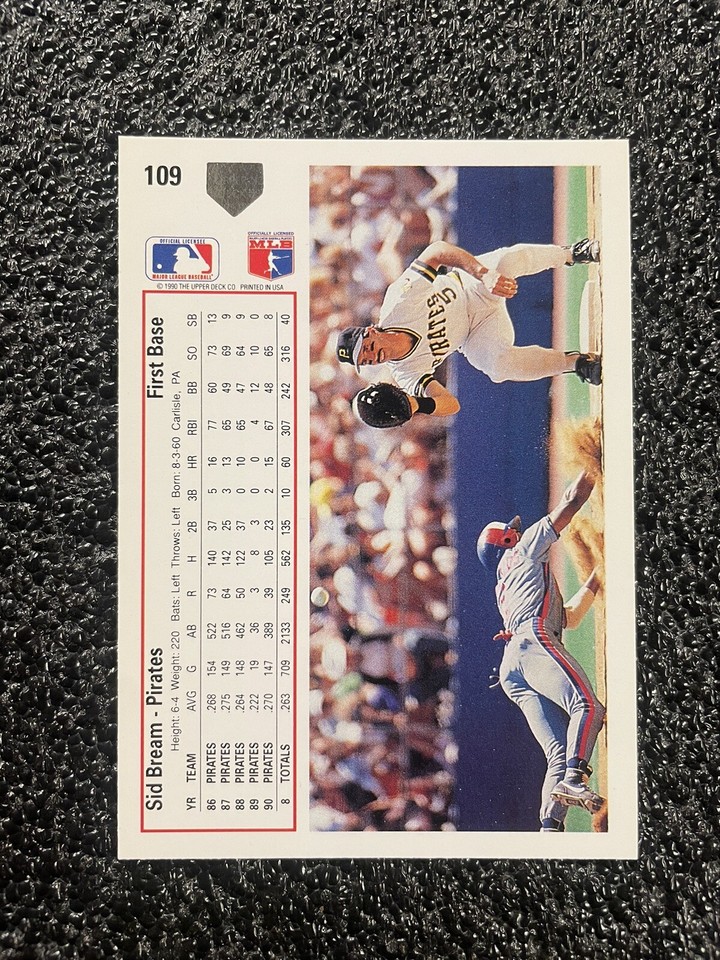 1991 Upper Deck Pittsburgh Pirates Baseball Card #109 Sid Bream | eBay