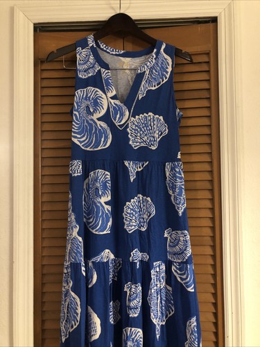 Lilly Pulitzer Dress X Small Blue Shells Maxi Sydnee Shell of a Good ...