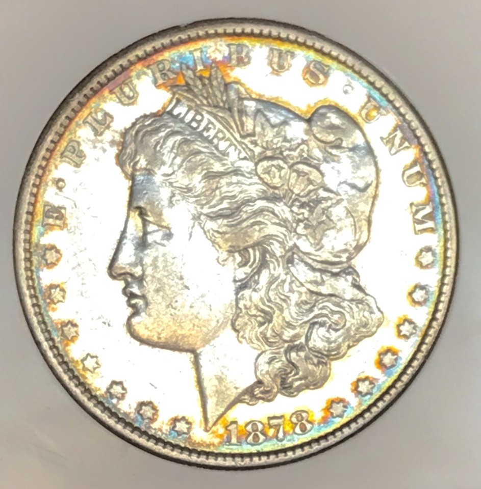 1878 8TF MORGAN DOLLAR! ULTRA RARE MINT! SEMI PL! AWESOME TONED RIMS ...