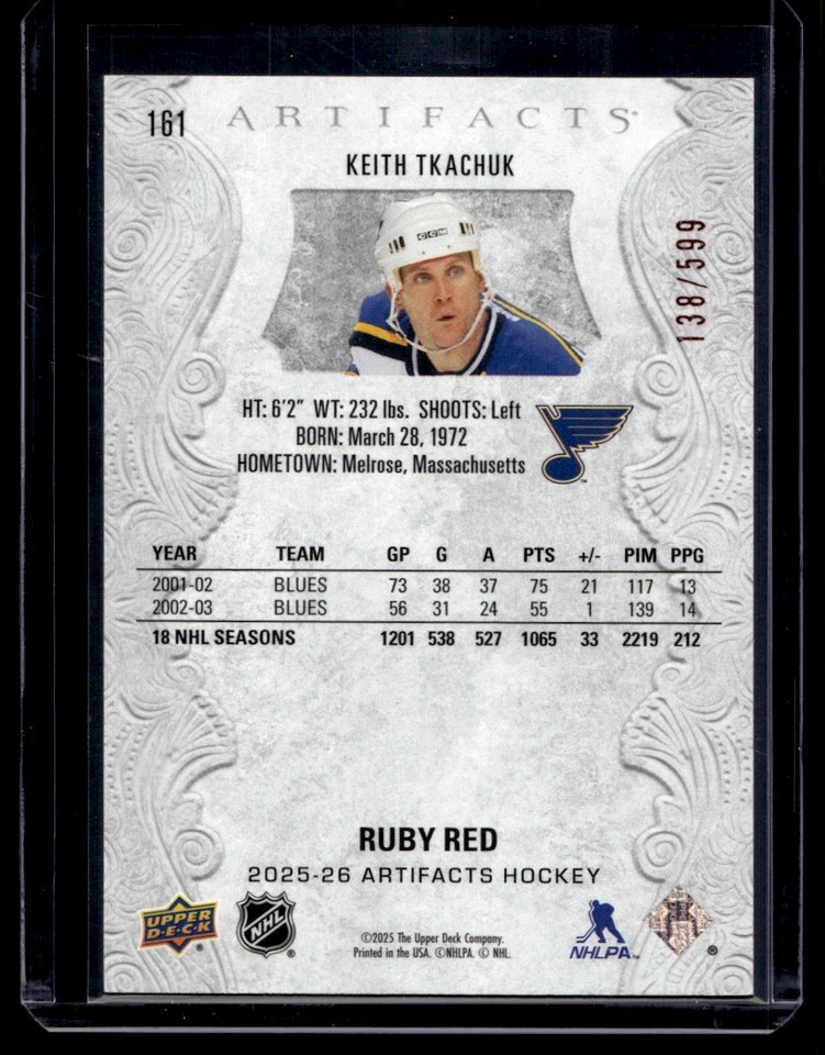 2025-26 UD Artifacts Ruby Red Keith Tkachuk 138/599 (NicHou) | eBay