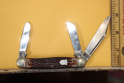 Vintage Camillus Stockman Pocket Knife Bone Handle 3 Blade 67 | eBay