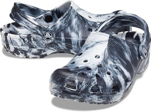 CROCS CLASSIC MARBLED White Black CLOGS Sandal SHOE NEW MEN UNISEX ...