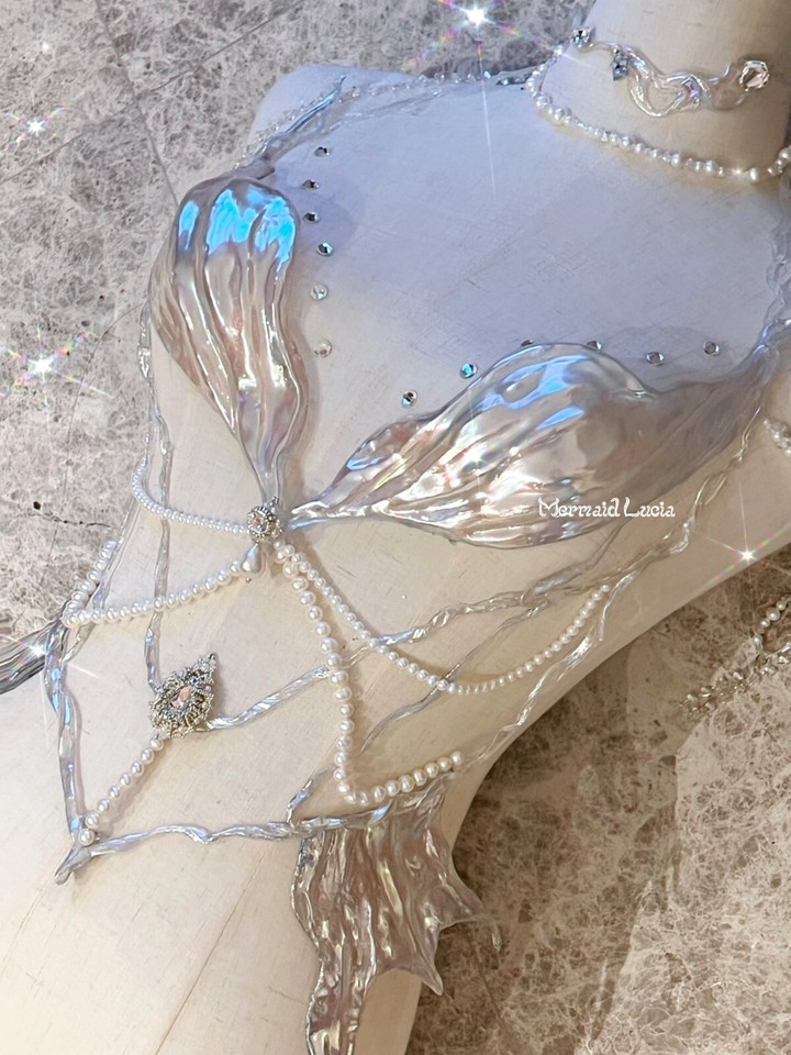 Luminous Seashell Siren Angel Resin Mermaid Corset Bra Top Cosplay ...