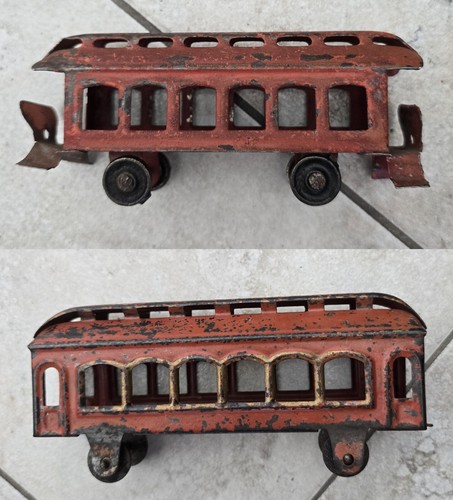 Lot Of Two Antique Vintage Painted Steel / Tin Toy Train Cars | eBay
