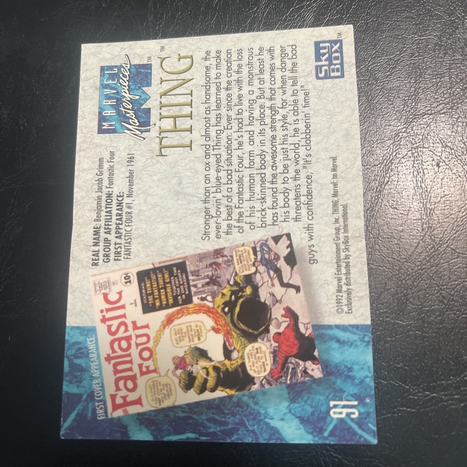 ⚡️⚡️1992 Skybox Marvel Masterpieces #91 “Thing” Marvel Card⚡️⚡️ | eBay