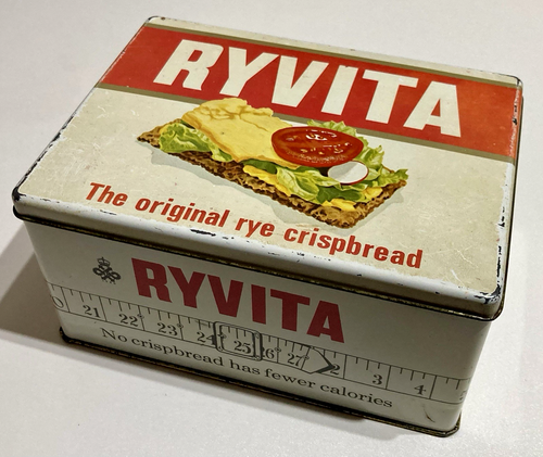 Vintage RYVITA The Original Rye Crispbread White Metal Kitchen Storage ...