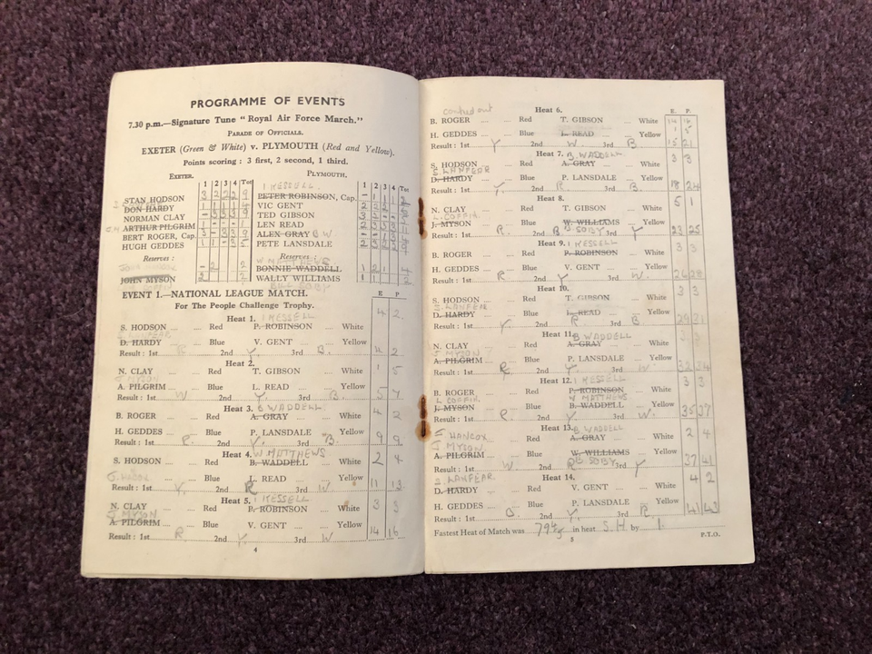 Speedway programme Exeter v Plymouth 30th August 1948 | eBay UK