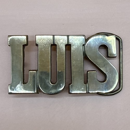 Baron Buckle Vintage 1982 Solid Brass LUIS Name Tag Belt Buckle | eBay