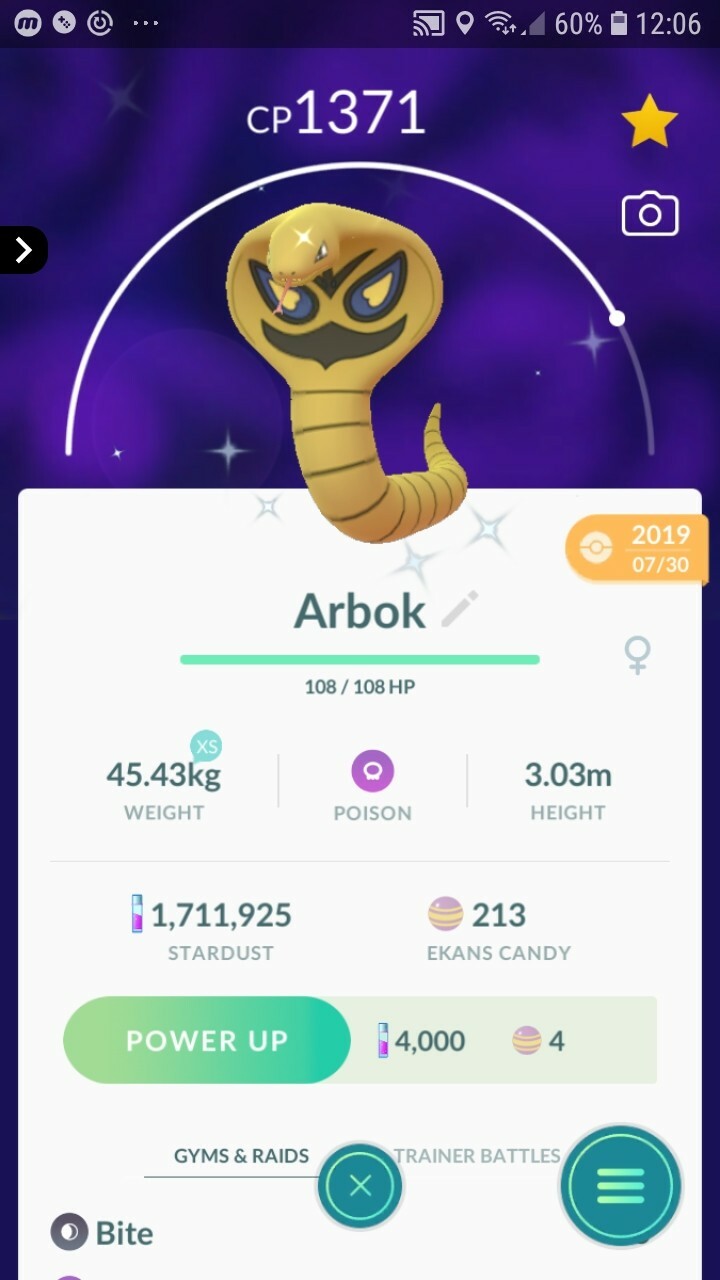 Pokémon Shiny Arbok ( Ekans Evolution ) GO | eBay