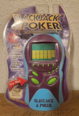MGA BLACKJACK & POKER ELECTRONIC HANDHELD CASINO 2 n 1 TRAVEL LCD TOY ...