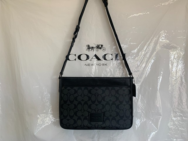 Coach CH078 Men's District Crossbody Signature Canvas&Leather Charcoal ...