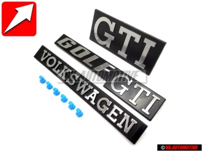 SET For VW Golf MK1 GTI Front Rear Badges Emblems with Fixing Clips ...