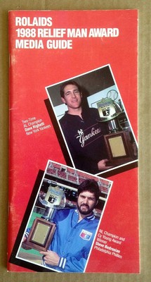 ROLAIDS 1988 RELIEF MAN AWARD MEDIA GUIDE NEW YORK YANKEES PHILADELPHIA ...