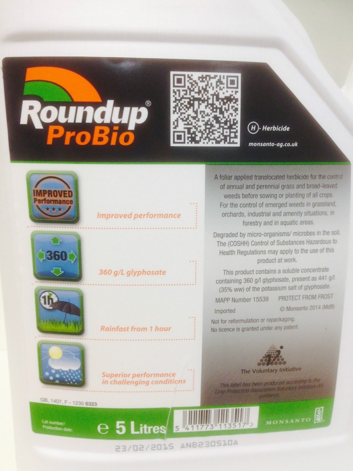 Roundup Pro Active 360 Glyphosate Professional Weedkiller 1 or 5 Ltr ...