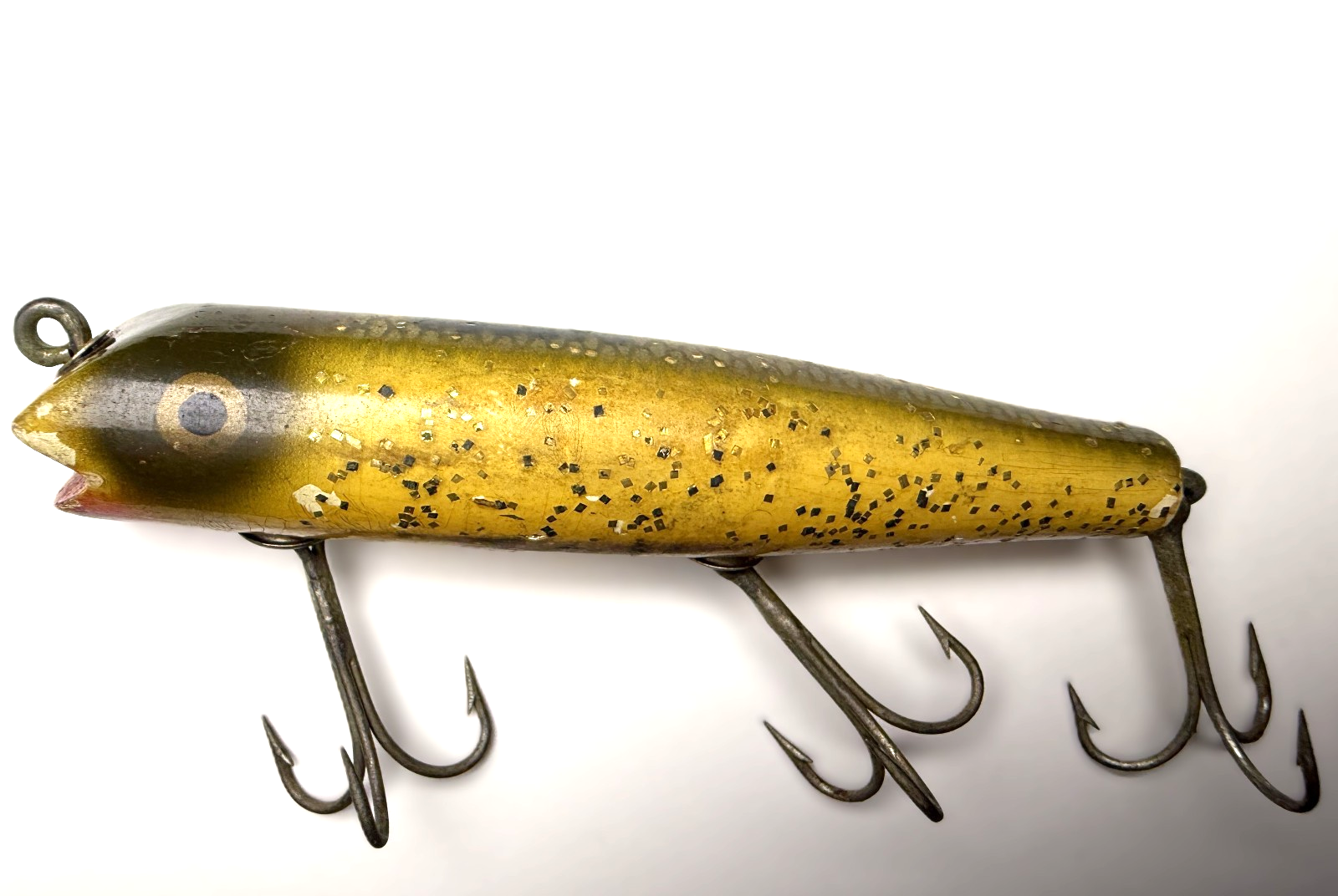 Wood Darter Vintage Fishing Lure Gold Glitter Scale Red Head | eBay