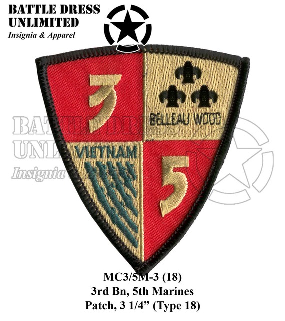 3rd Battalion, 5th Marines Patch (USMC Marine Corps Bn Regiment 3/5) | eBay