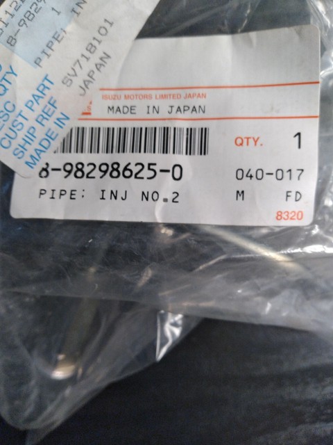 Genuine Isuzu Pipe INJ No 2 8982986250 / 8-98298-625-0 OEM for sale ...