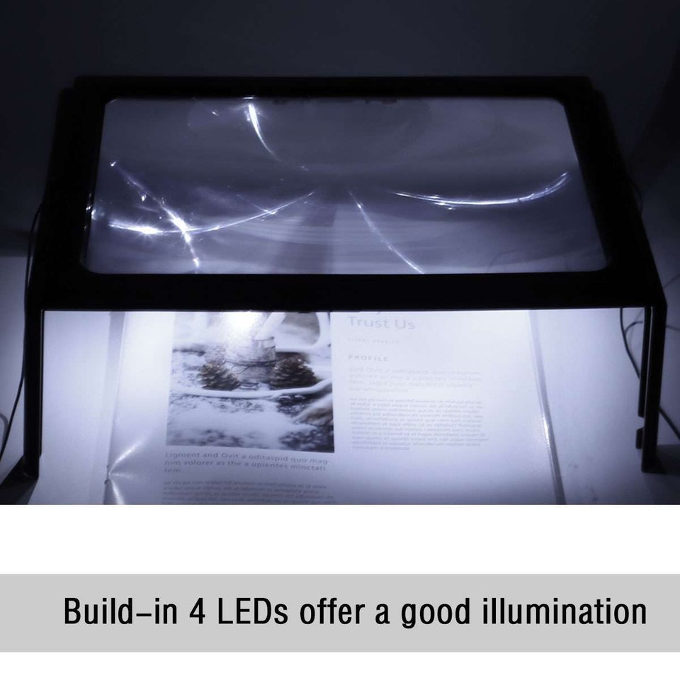 Large Full-Page Reading Magnifier with LED Lighted 3X Hands-Free ...