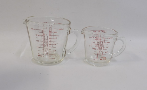 Pyrex Measuring Cups - 2 & 1 Cup - Closed Handles - Red Pyro | eBay