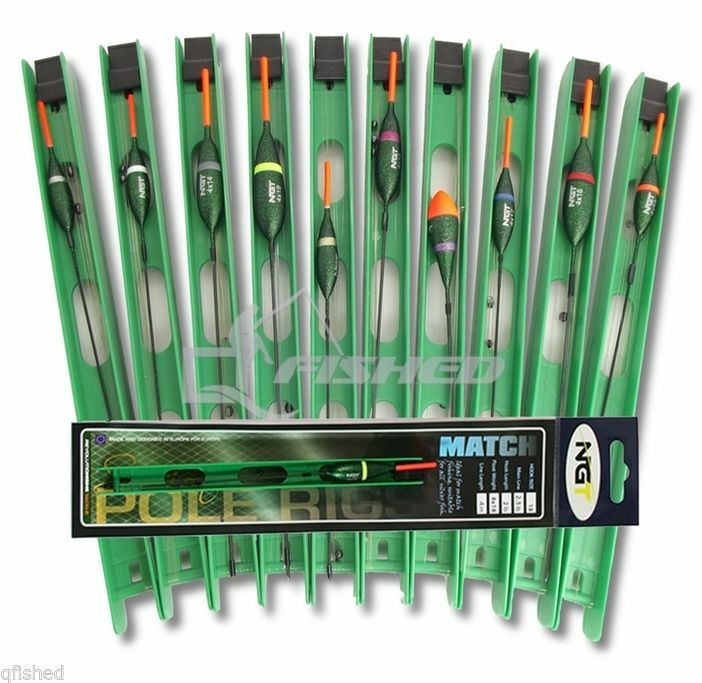 10 x POLE FISHING FLOAT RIGS NGT POLE RIGS CARP FISHING TACKLE READY ...