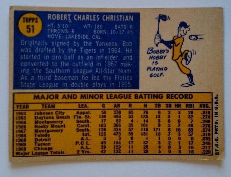 1970 Topps #51 Bob Christian Chicago White Sox | eBay