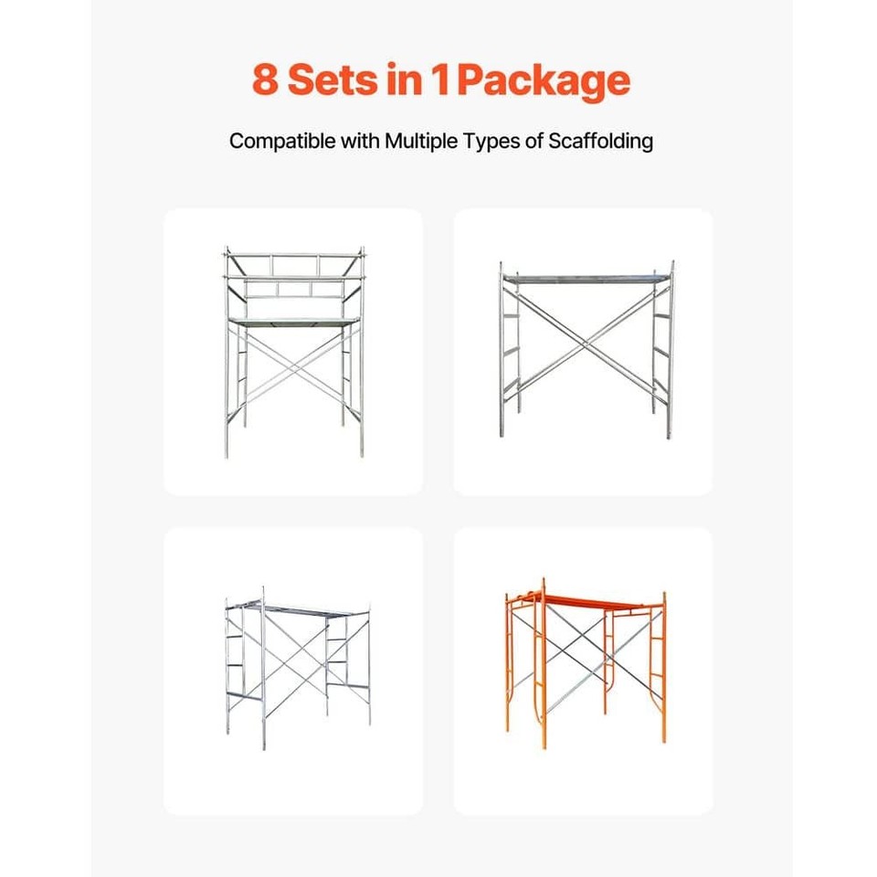 Scaffolding Cross Brace 6 Ft. X 4Ft. 8-Pack Carbon Steel Scaffold Cross ...