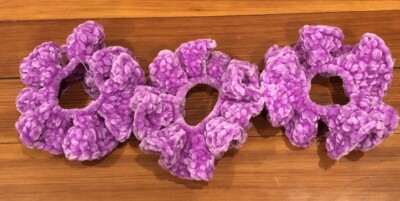 crochet Purple Velvet Soft scrunchies 3pack | eBay