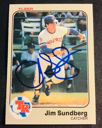 Texas Rangers JIM SUNDBERG signed auto autographed 1983 FLEER card 1985 ...