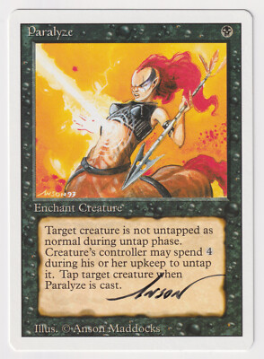 Signed Paralyze Proof HP Revised Artist Anson Maddocks 1994 WOTC MTG ...