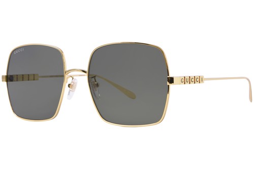 Gucci GG1434S 001 Sunglasses Women's Gold/Grey Rectangle Shape 57mm | eBay