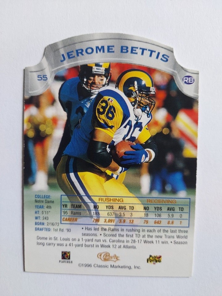Jerome Bettis Pittsburgh Steelers 1996 Classic Pro Line Die Cut