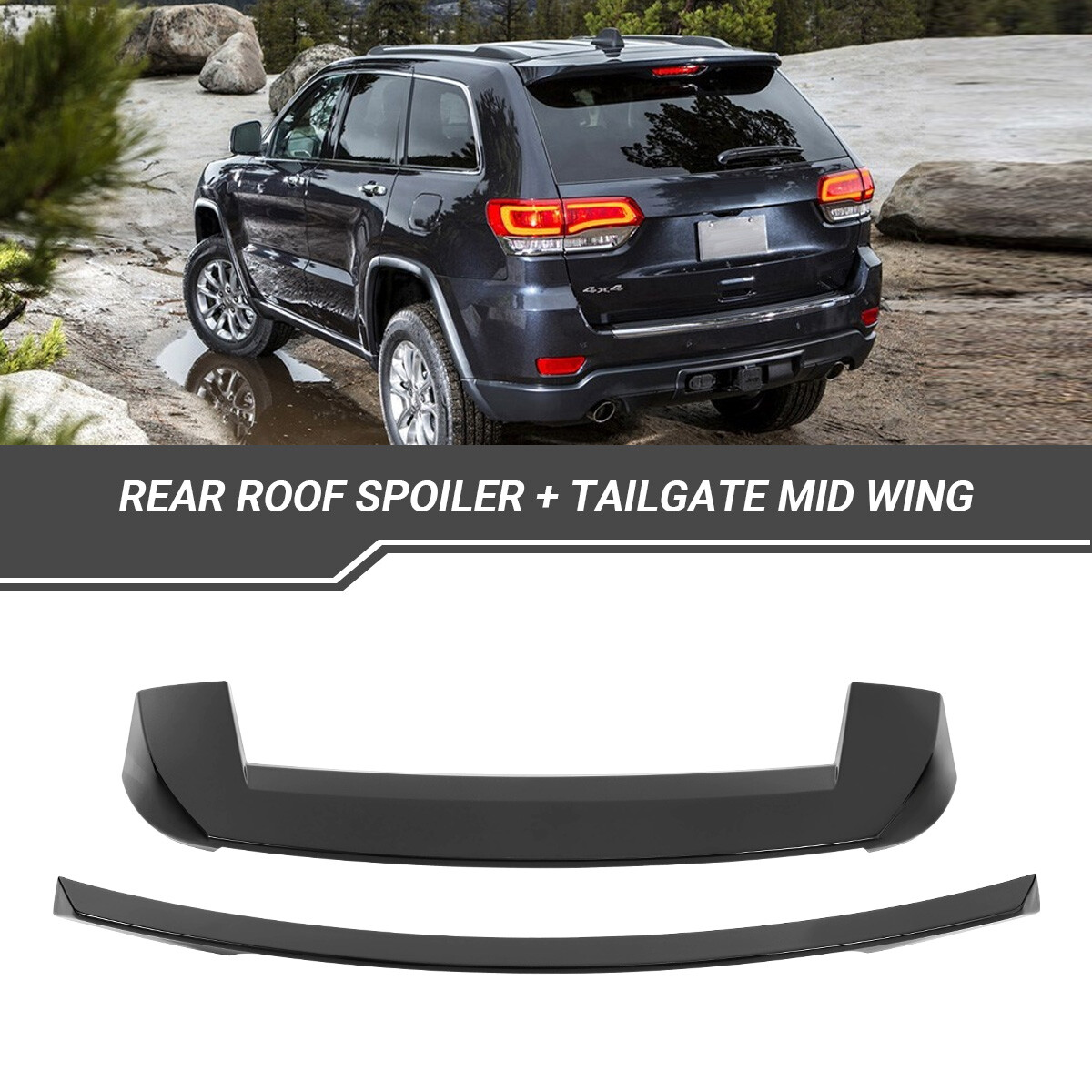 For Jeep Grand Cherokee 2013-2021 SRT Style Rear Roof Spoiler+Tail gate ...