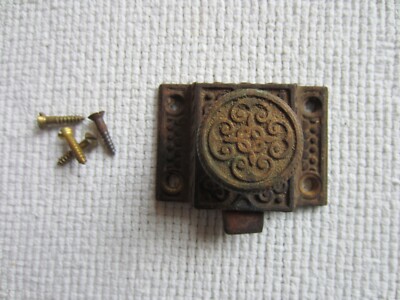 Antique CABINET DOOR Hardware: VICTORIAN EASTLAKE Cast Iron LATCH ...