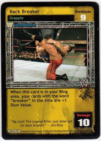 WWE: Back Breaker (Throwback) [Played] card type Grapple Raw Deal ...