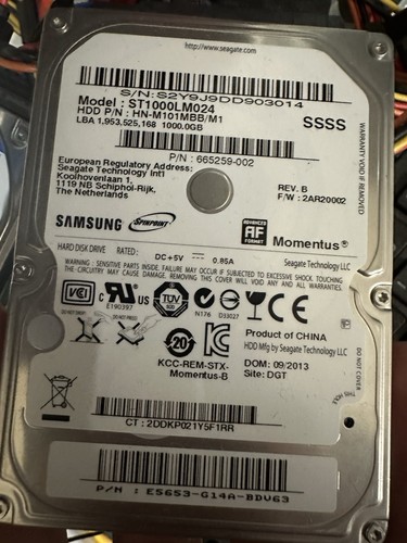 ST1000LM024, HN-M101MBB/M1, FW 2AR20002, Samsung 1TB SATA 2.5 Hard ...