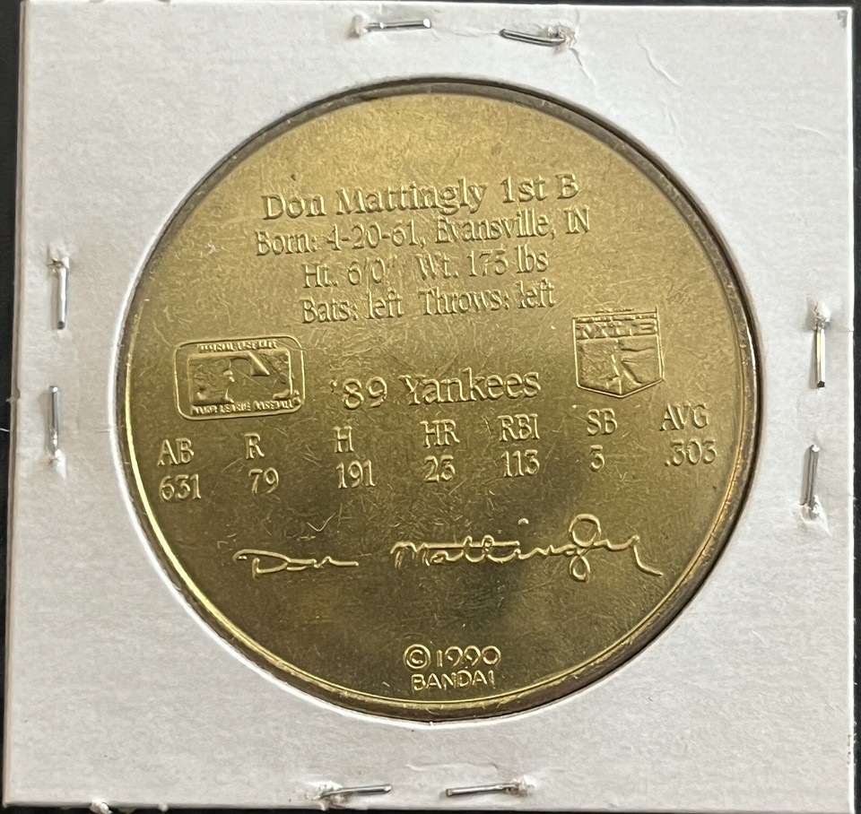 1990 Bandai Brass Coin Don Mattingly Yankees | eBay