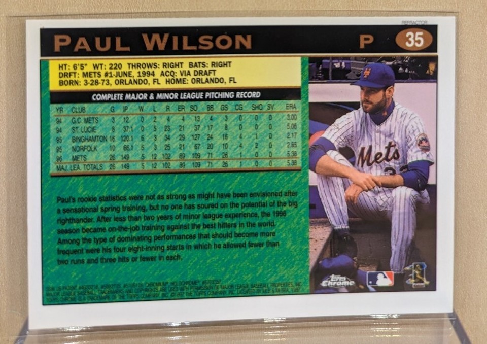 1997 Topps Chrome SILVER REFRACTOR #35 Paul Wilson Mets RARE ICONIC ...