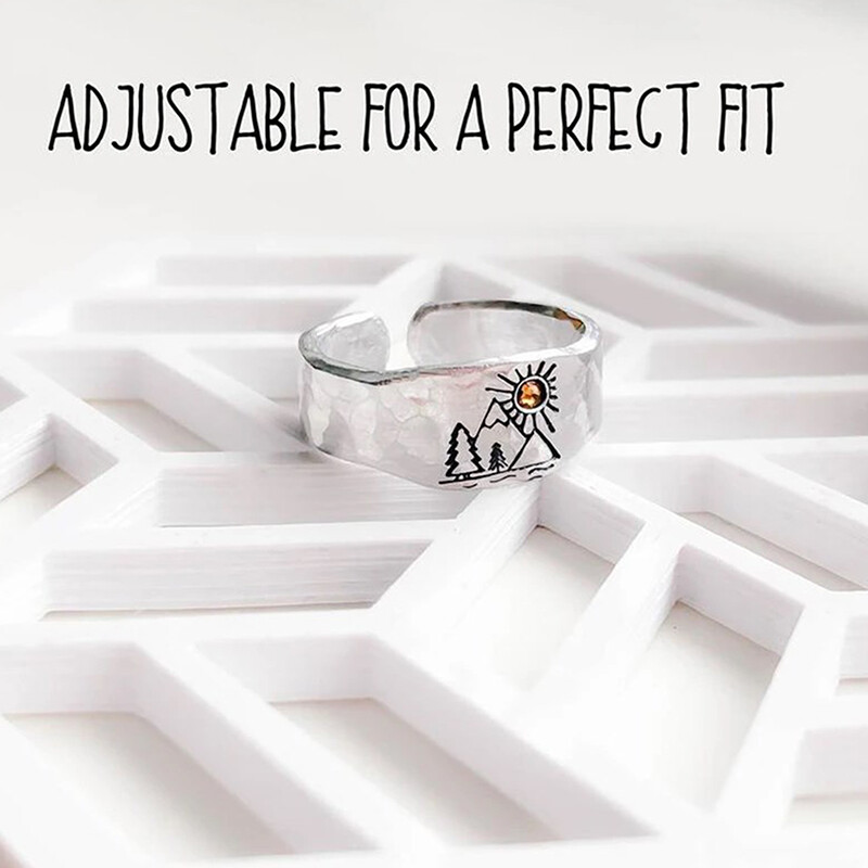Vintage Ring Forest Mountain Sunset Nature Landscape Carved Ring For ...
