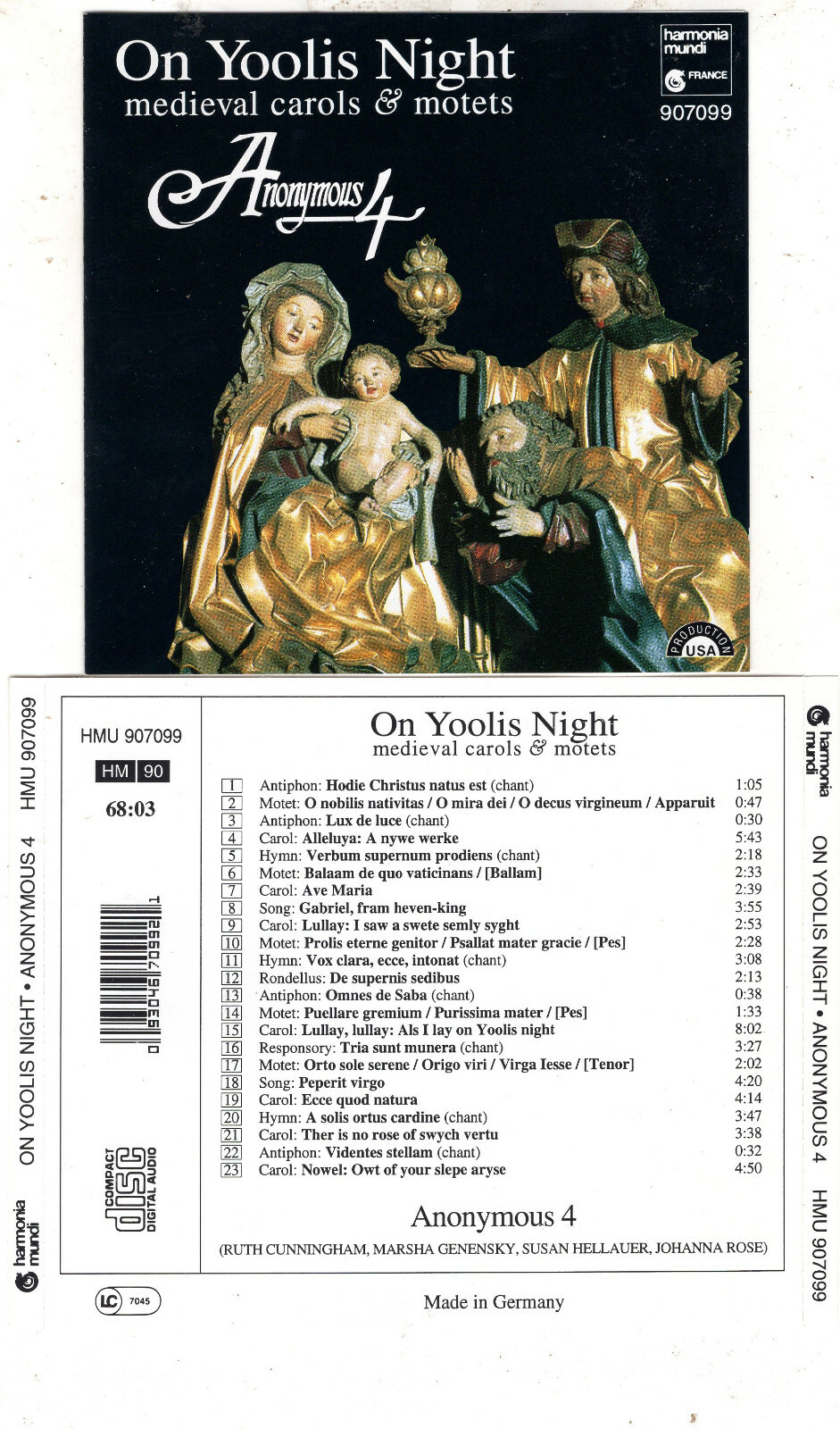 ANONYMOUS 4 - ON YOOLIS NIGHT: MEDIEVAL CAROLS & MOTETS (CD 1993) *23 ...