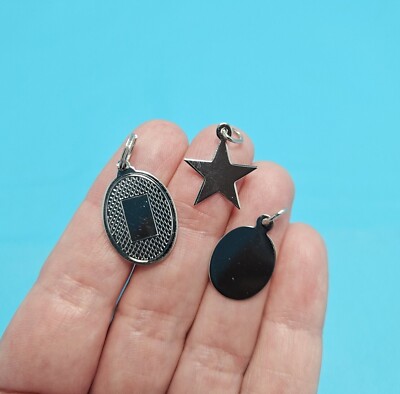 Sterling Silver Engravable Charms Star Oval Shape Textured Pendant You ...