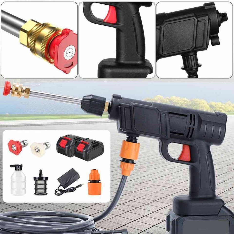 2 Battery Portable Cordless Car High Pressure Washer Jet Water Wash ...