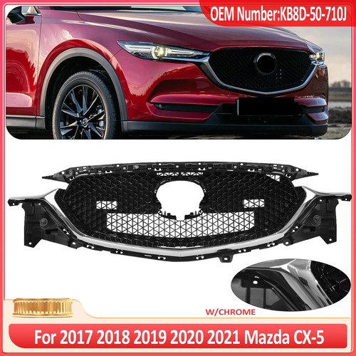 Fit Mazda CX-5 CX5 2017-2021 Front Upper Grille Black w/Chrome Trim ...